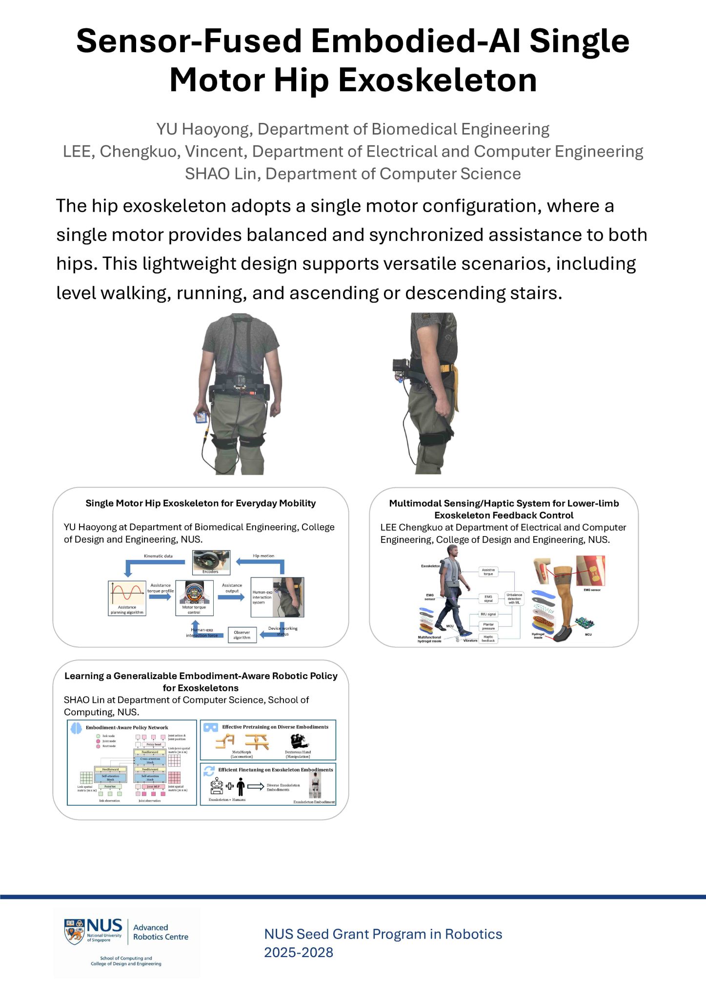 Sensor-Fused Embodied-AI Single Motor Hip Exoskeleton – NUS Advanced ...